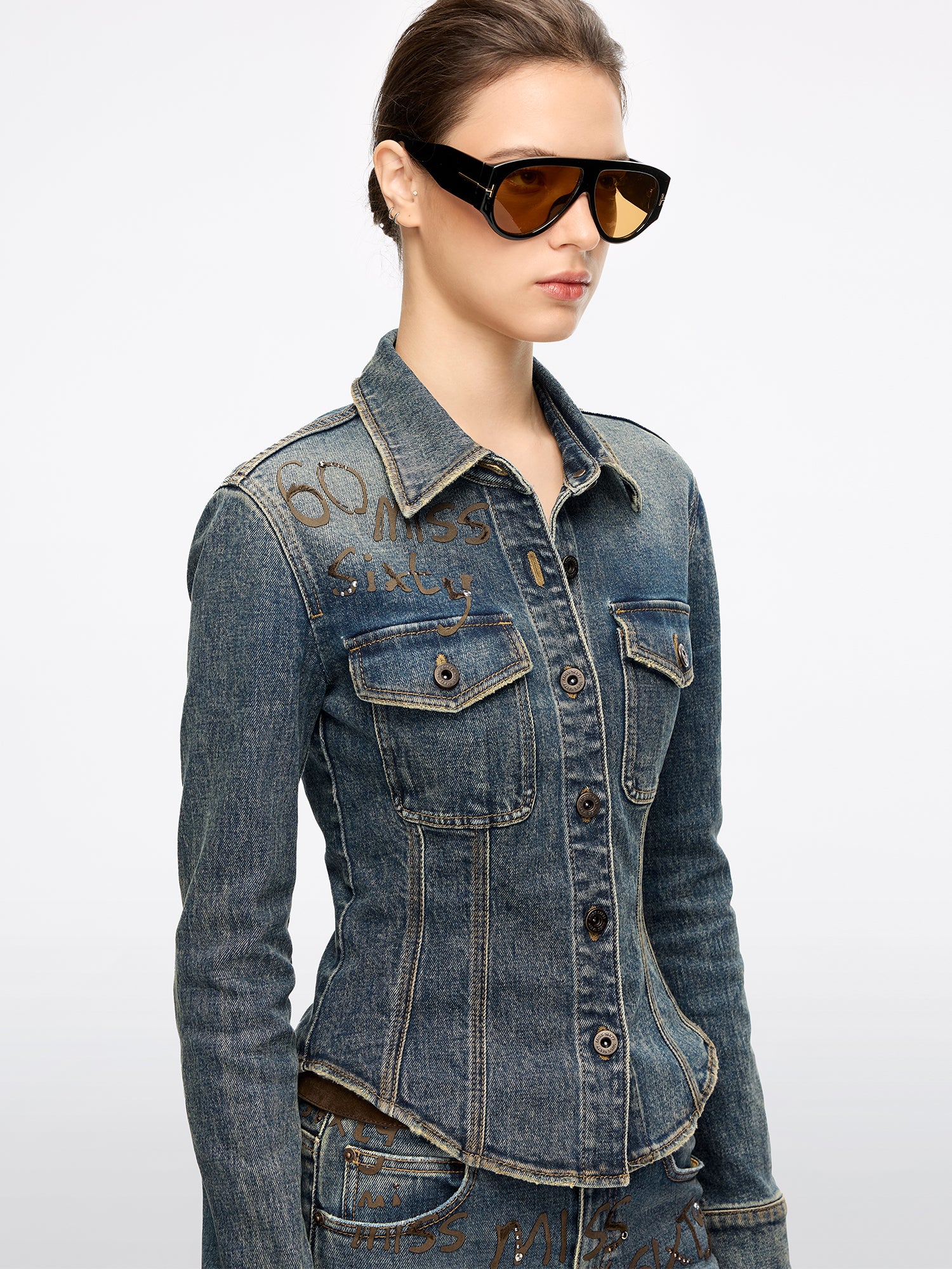 Rhinestone Denim Shirt - MISS SIXTY